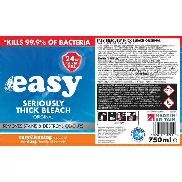 Easy Original Seriously Thick Bleach 750ml X 12 – Wholesale Turkish and ...